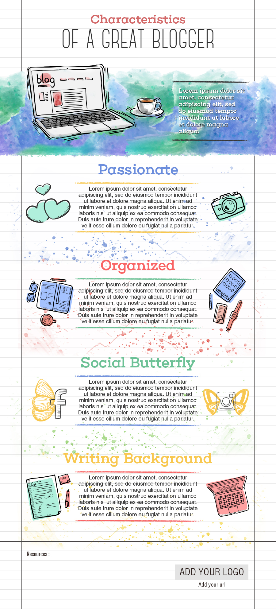 Characteristics of a Great Blogger PSD Template [Infographic Template]